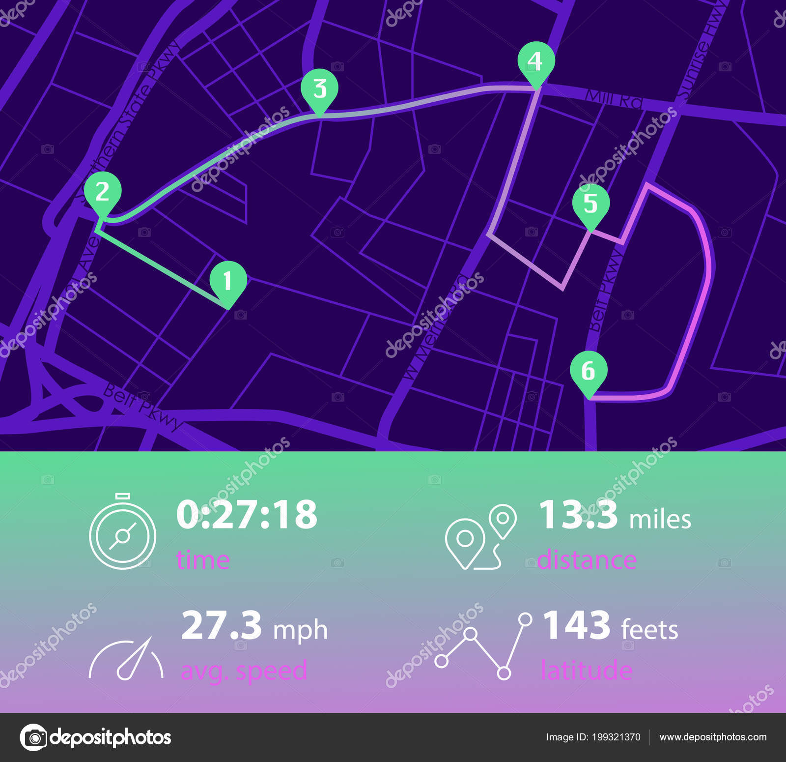 Dashboard Theme Creative Infographic City Map Navigation Vector ...