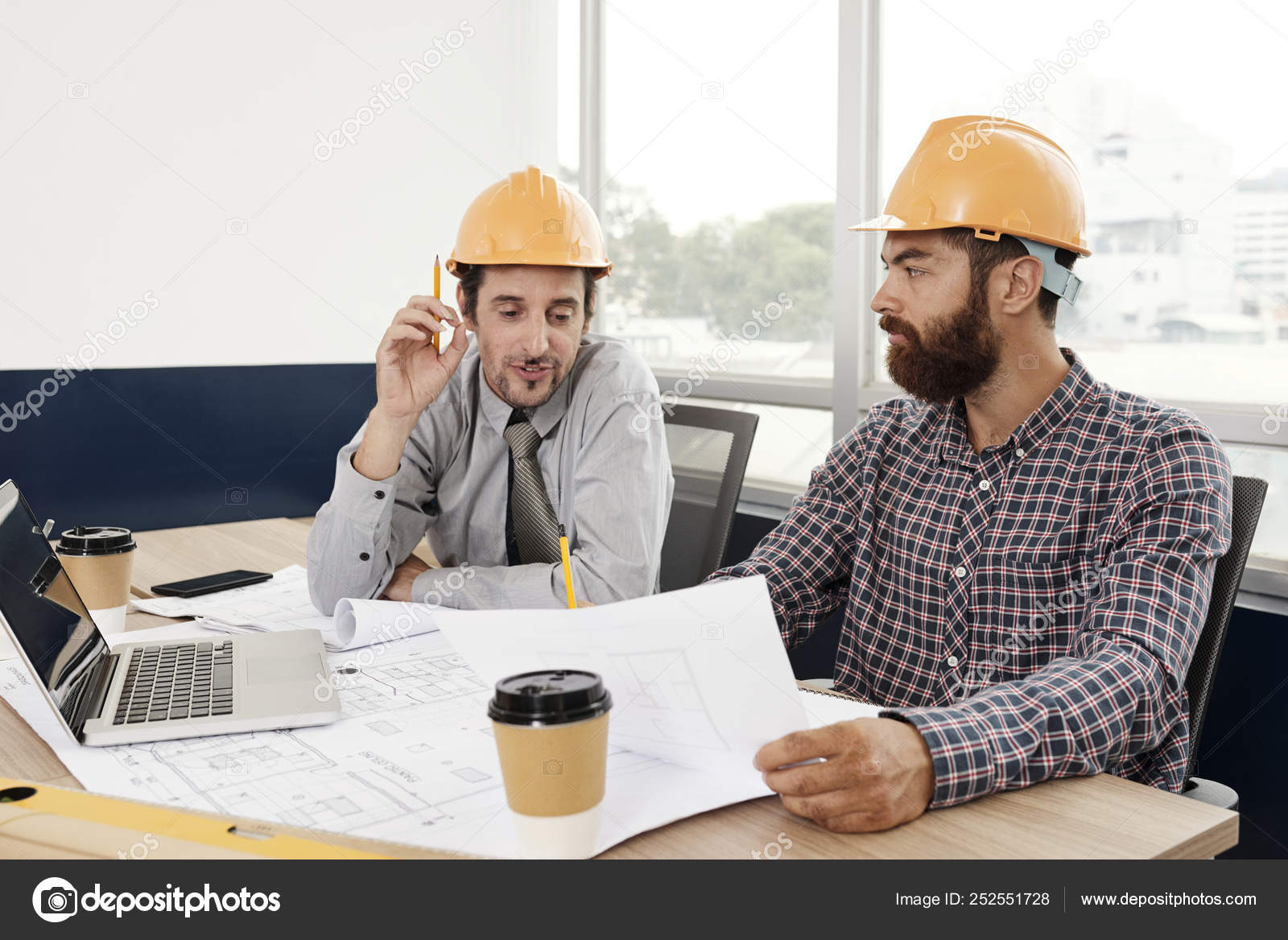 Architect Telling His Boss Building Blueprint Needs Changed Meeting ...