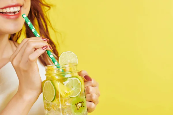 Woman drinking lemonade Stock Photos, Royalty Free Woman drinking ...