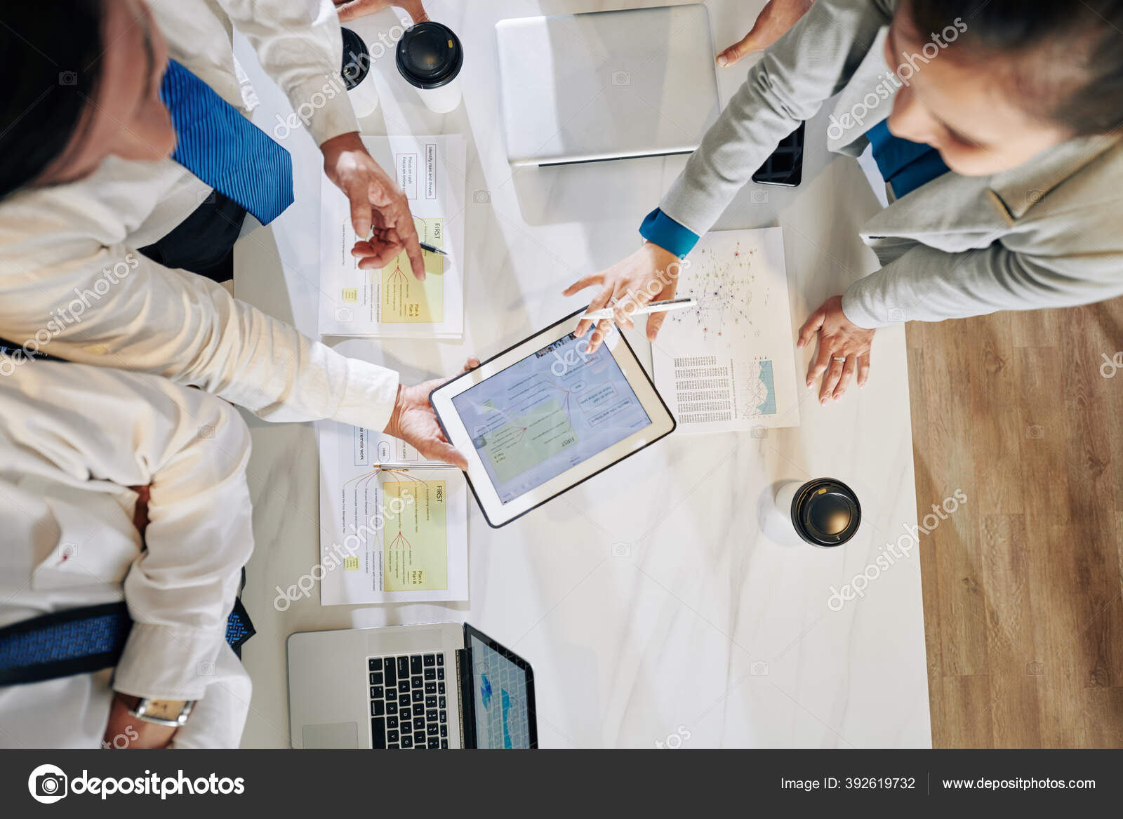 Business Team Discussing Chart Plan Preparing Business Post Pandemic ...