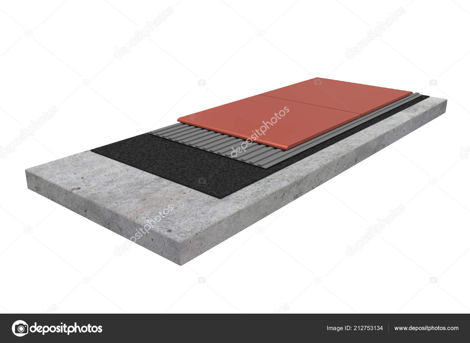 Render Cross Section Laying Paving Isolated White Background Stock ...
