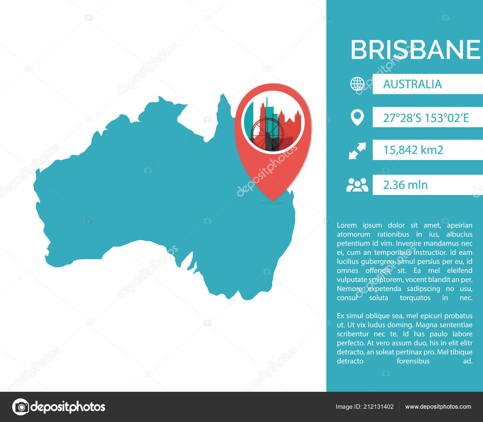 Brisbane map infographic vector isolated illustration Stock Vector ...