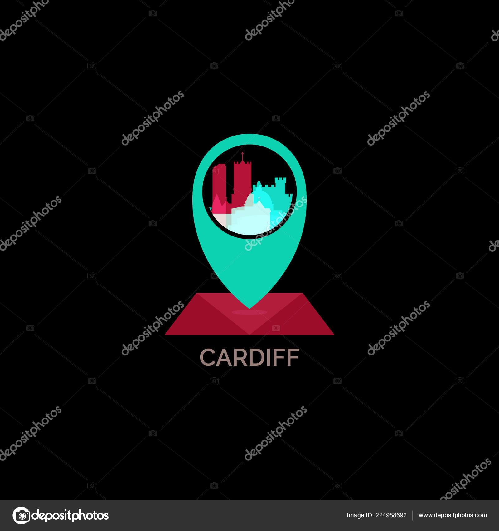 UK Cardiff map pin vector logo llustration Stock Vector by ©nastyrekh ...