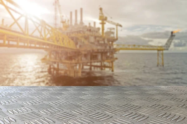 Empty iron plate table with Oil and gas platform or Construction ...
