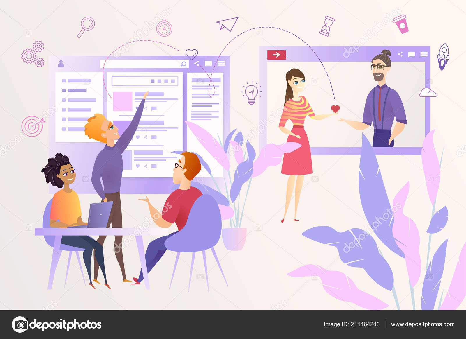 Social Network Developing Cartoon Vector Concept Stock Vector Image by ...