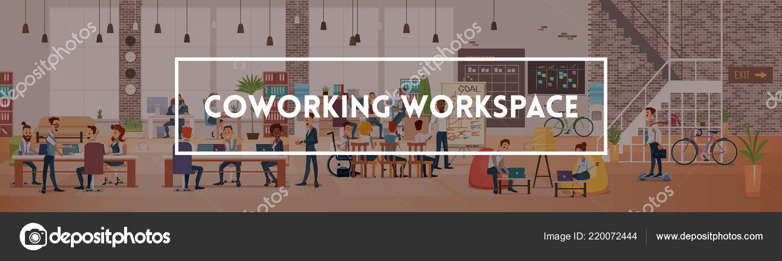 People Work in Office. Coworking Workspace. Vector Stock Vector by ...