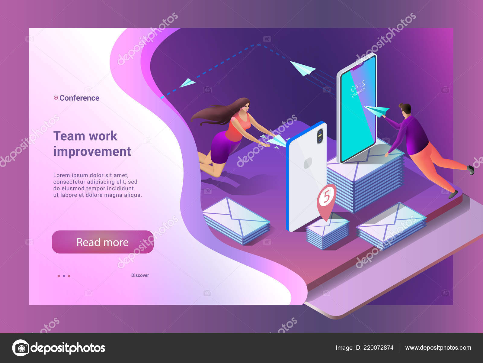 Sending Messages. Vector Isometric Illustration. Stock Vector Image by ...