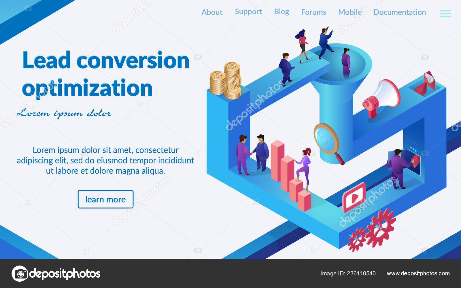 Lead Conversion Optimization Vector Web Banner Stock Illustration by ...