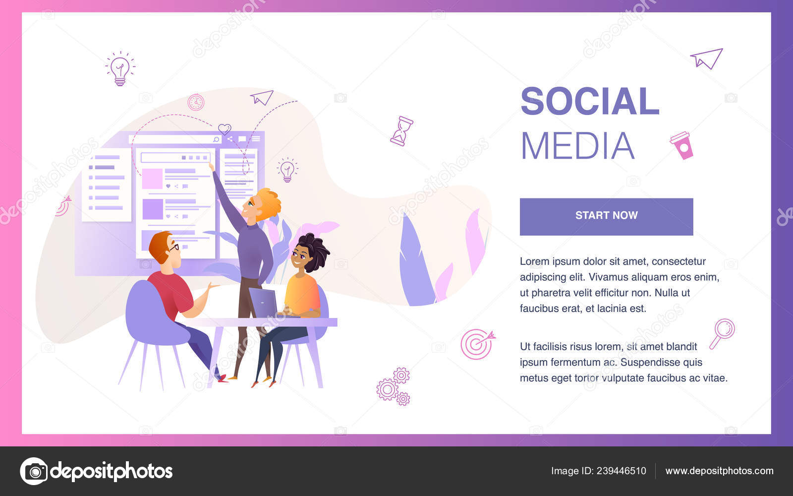 Social Media Interface Wireframe Develop Banner Stock Vector Image by ...