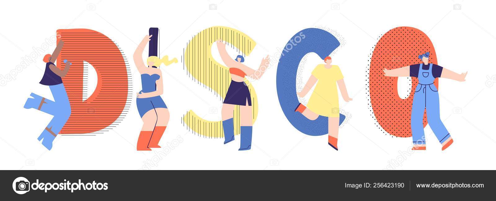 Disco Dancing People Flat Text Poster Template Stock Vector by ...