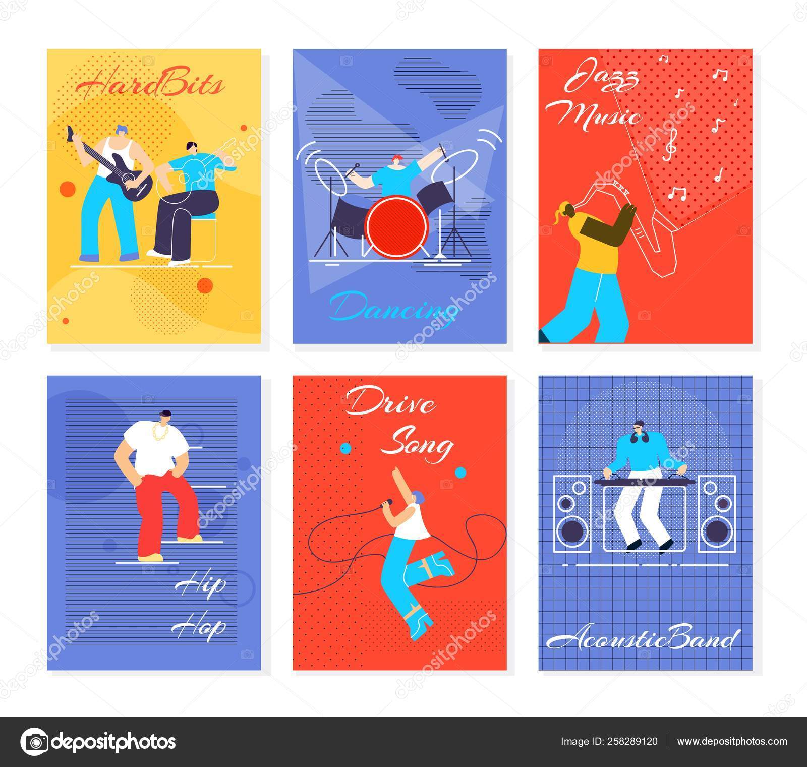 Music People Fest Cards Flat Vector Illustration Stock Vector by ...