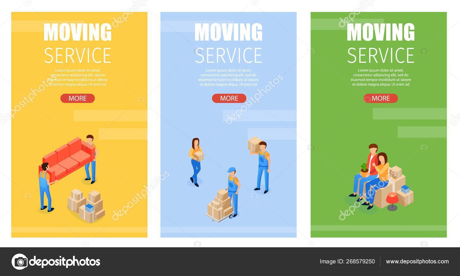 Set Illustration Moving Service, Landing Page. Stock Vector Image by ...