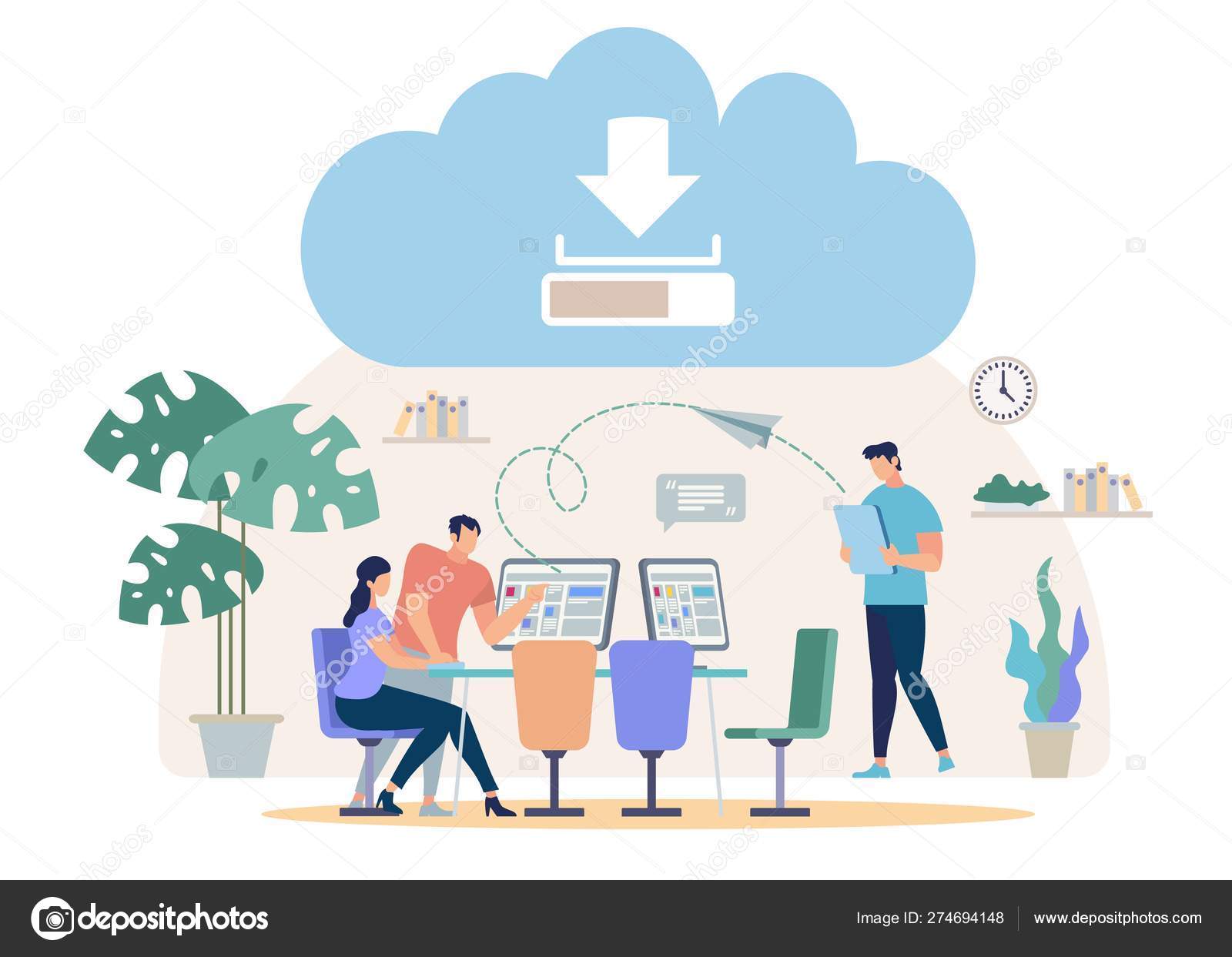 Downloading Files from Online Cloud Vector Concept Stock Vector by ...