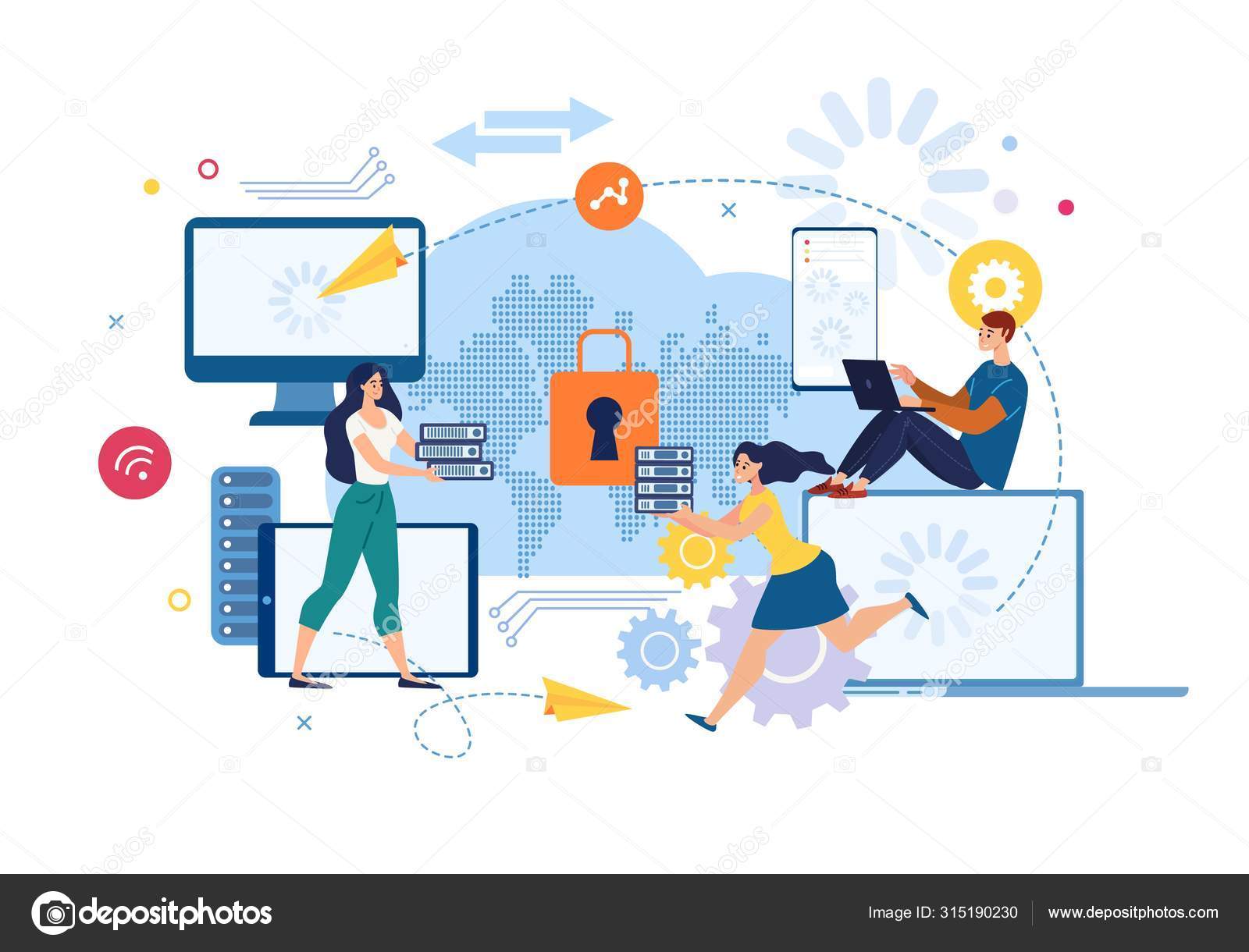 Data Backup on Cloud Service Flat Vector Concept Stock Vector Image by ...