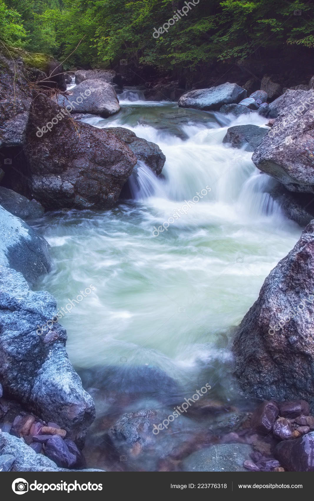 Wild Small River Rolling Rocks — Stock Photo © oliverleicher #223776318