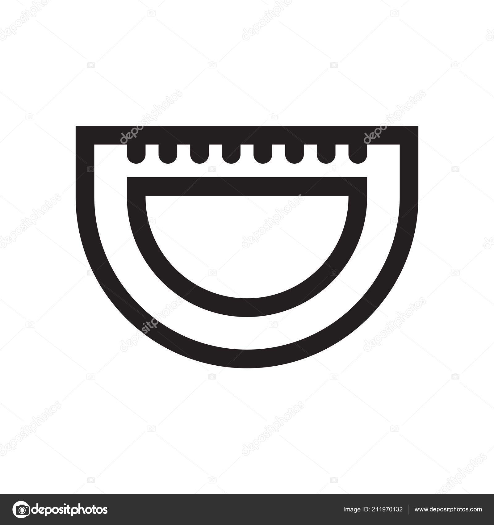 Semicircle with ruler icon vector sign and symbol isolated on white ...