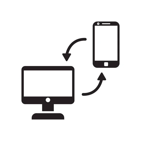 Update computer data black icon, vector sign on isolated background ...