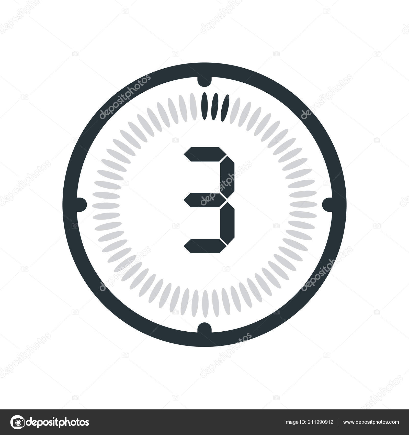 The 3 minutes icon isolated on white background, clock and watch ... The 3 minutes icon isolated on white background, clock and watch ...