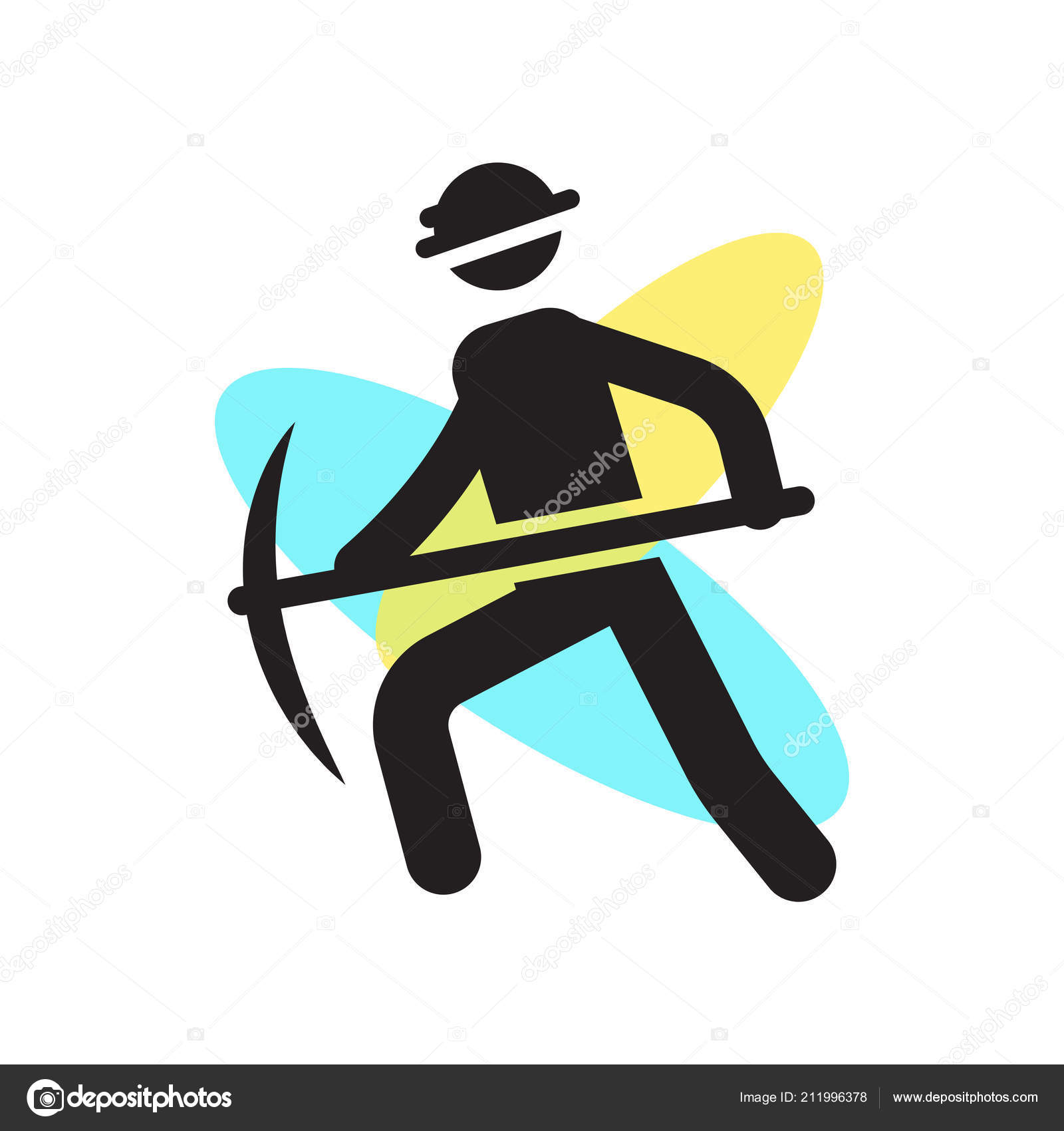 Worker Digging a Hole icon vector sign and symbol isolated on wh Stock ...