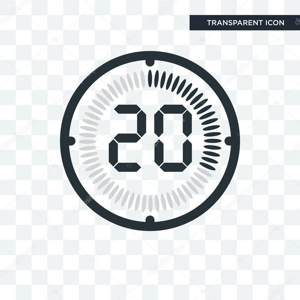 El icono del vector de 20 minutos aislado sobre fondo transparente, T 2022 El icono del vector de 20 minutos aislado sobre fondo transparente, T 2022
