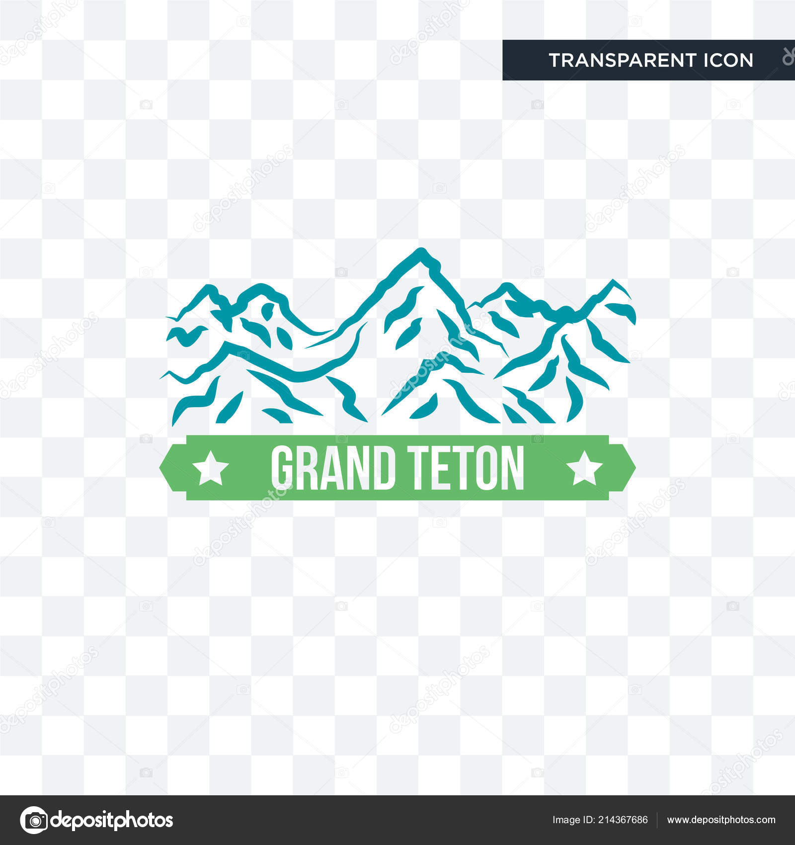 Grand teton vector icon isolated on transparent background, gran Stock ...