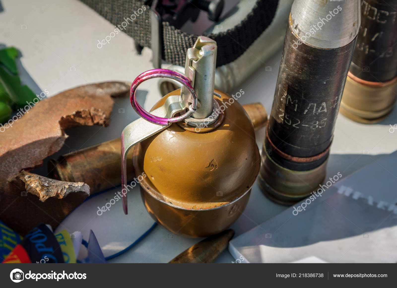 Old Soviet Hand Grenade Rgd Background Shells Fragments — Stock Photo ...