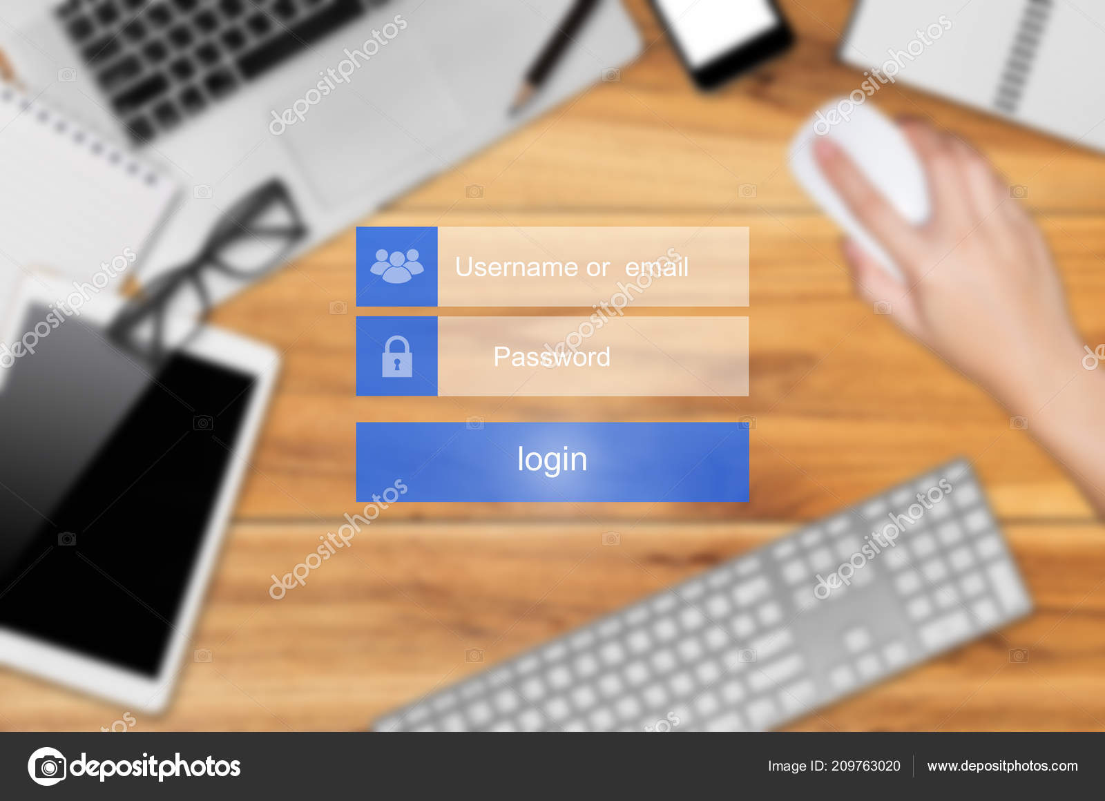 Login Interface Touch Screen Touching Login Box Username Password Inputs — Stock Photo ...