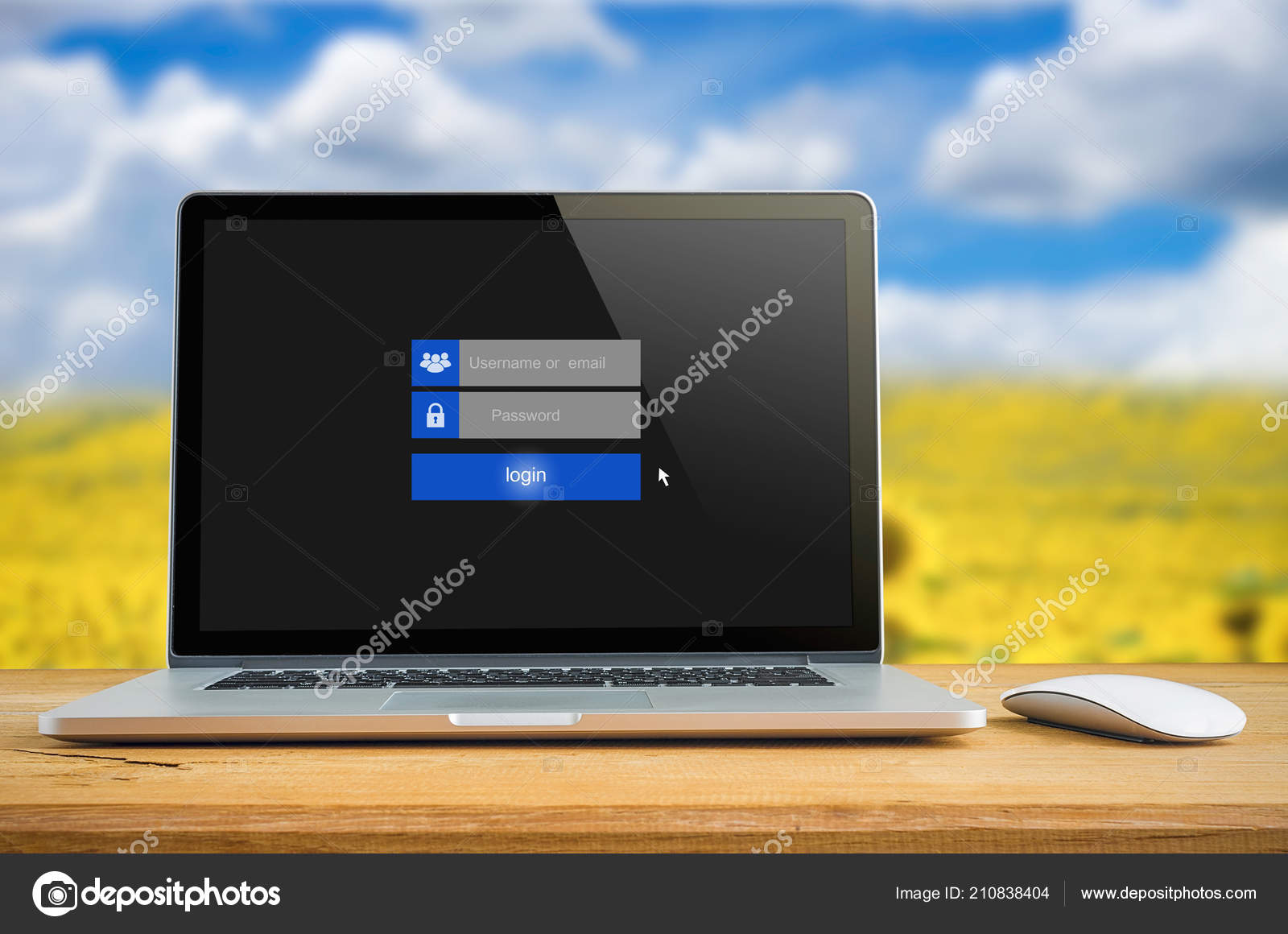 Laptop Table Login Touch Screen Login Box User Name Password — Stock ...