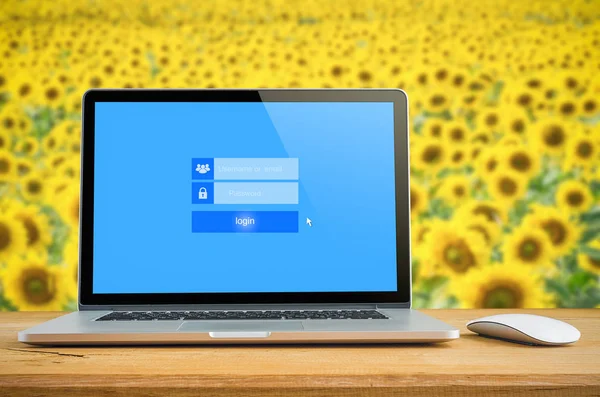 Login Interface Touch Screen Touching Login Box Username Password Inputs — Stock Photo ...