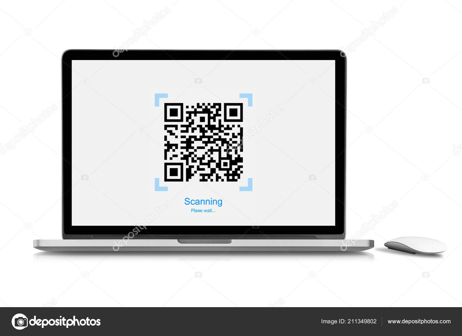 Laptop Computer Mouse Realistic Code White Screen Gadget Bar Code ...