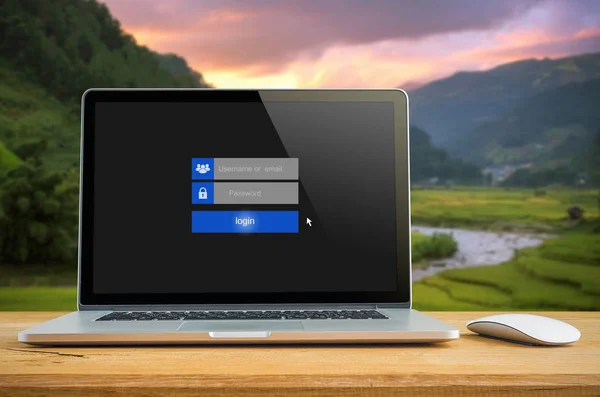 Login Interface Touch Screen Touching Login Box Username Password Inputs — Stock Photo ...