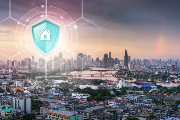 Property insurance, Shield protection Property on virtual screen ...