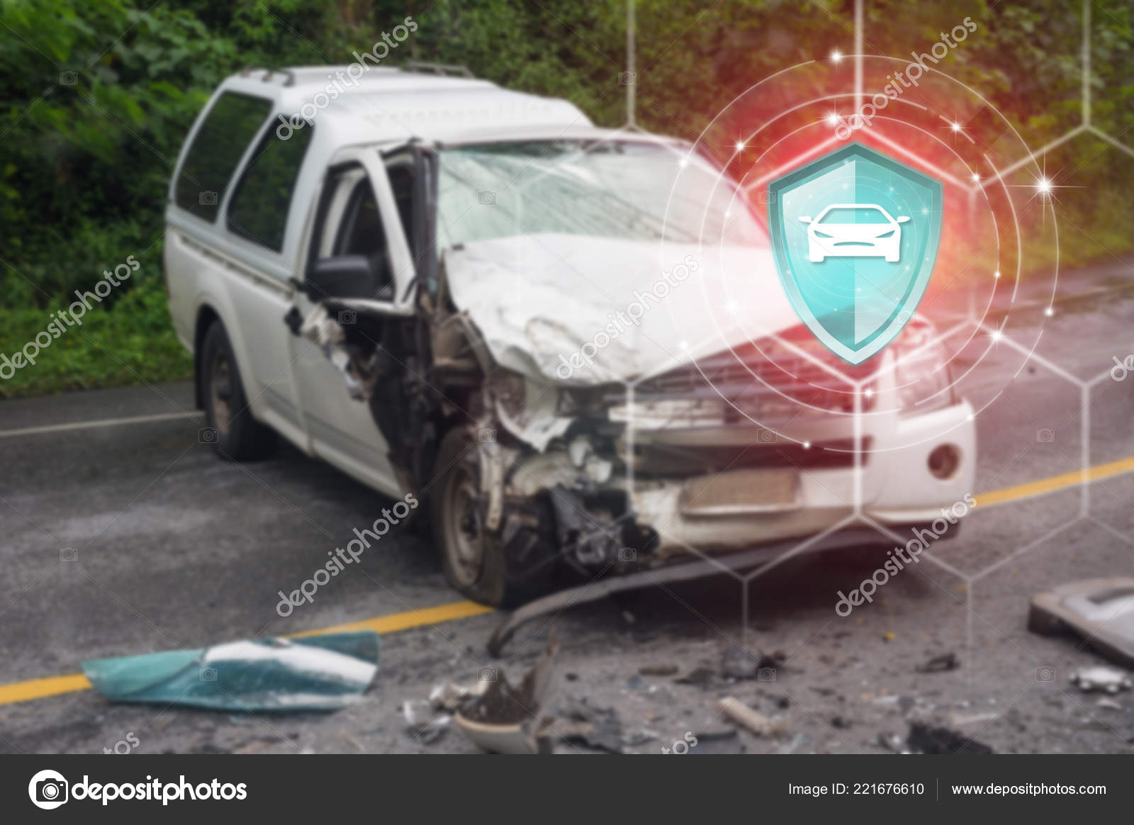 Car Insurance Shield Protection Vehicle Virtual Screen Car Crash ...