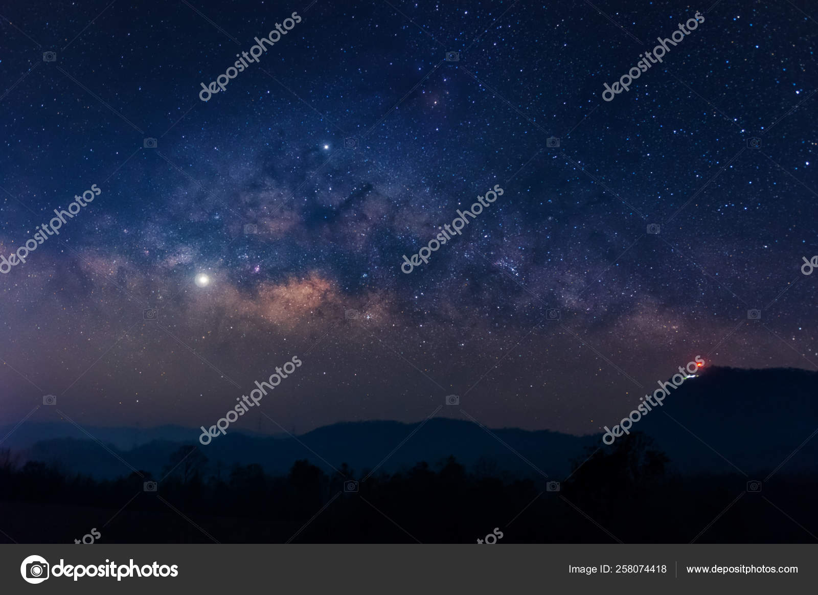 Milky Way over mountain. Stock Photo by ©nirutdps 258074418