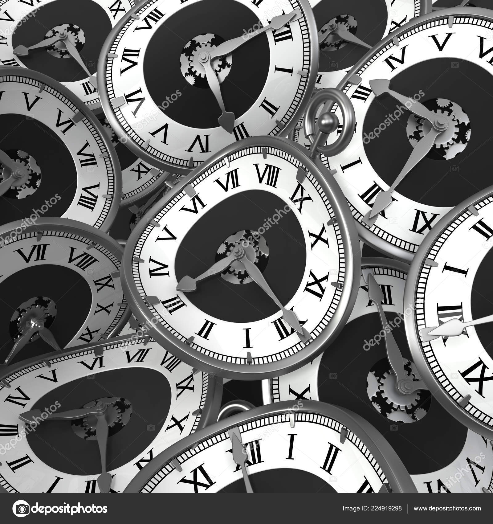 Clock Time Symbols Soft Flexible Surreal Many Illustration Horizontal ...