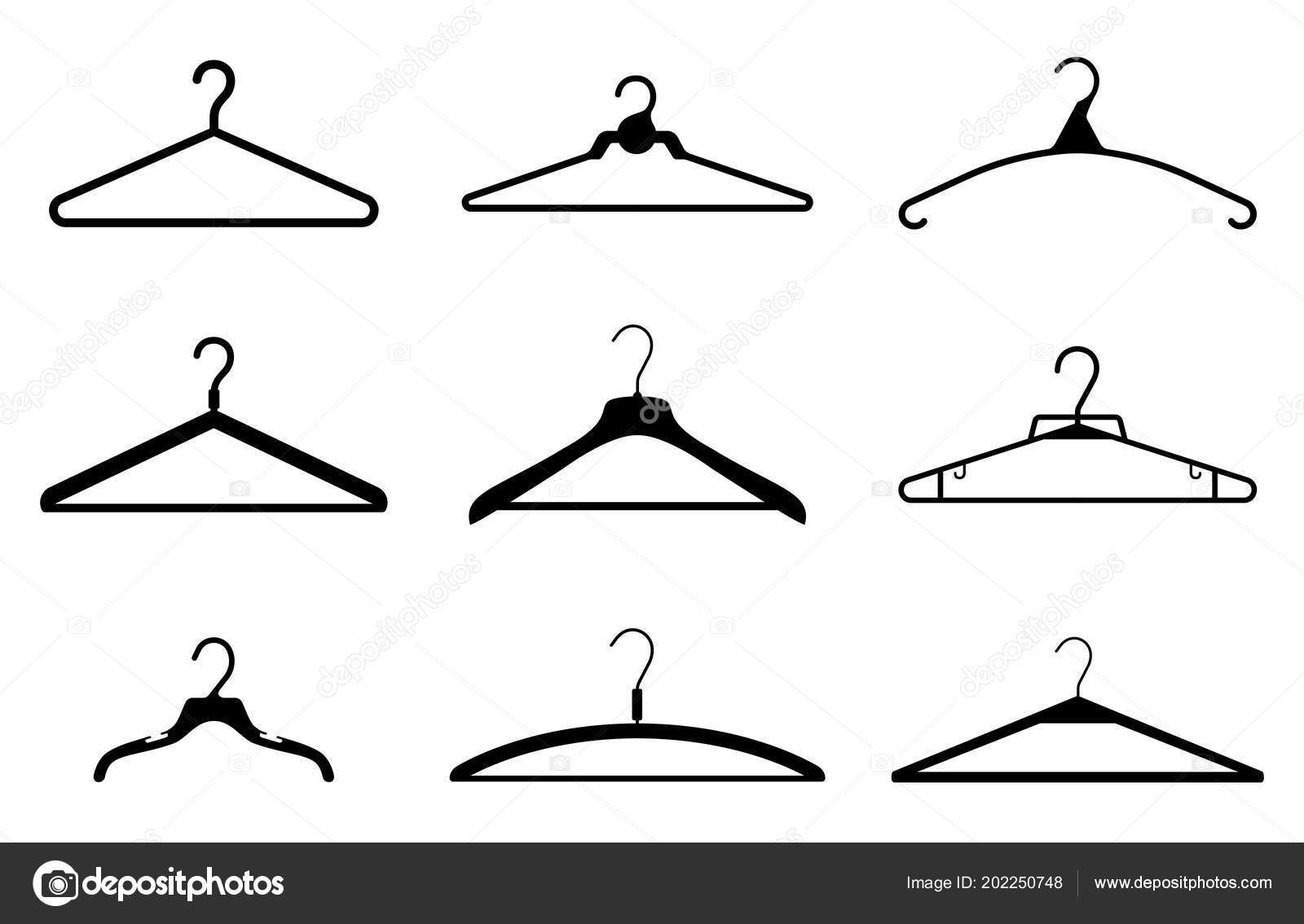 Different Clothes Hanger Silhouette Collection Vector Illustration ...
