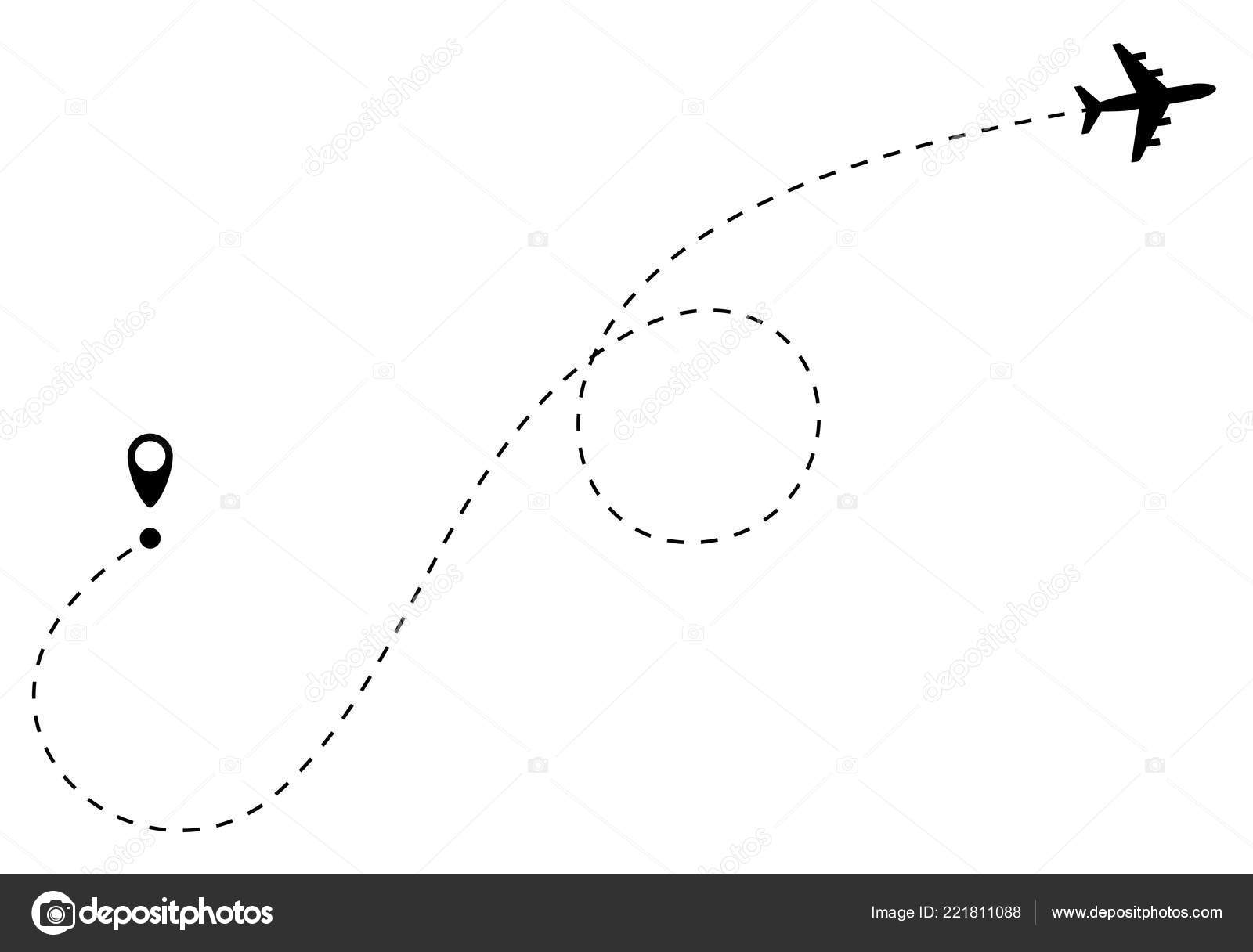 Línea Ruta Del Avión Ruta Del Avión Vector Vector de stock por ...