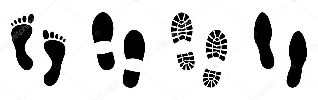 Huellas humanas diferentes. Ilustración vectorial 2023