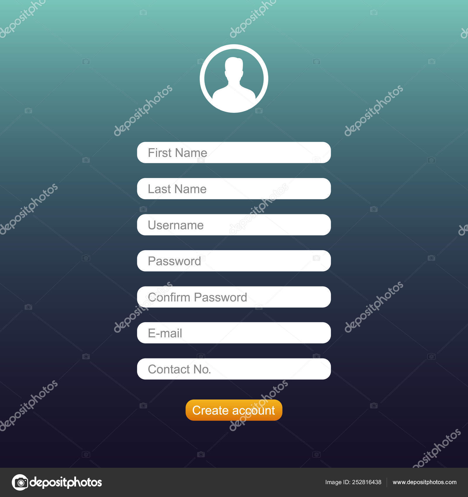 Plantilla de formulario de registro. Crear cuenta. Vector Vector de ...