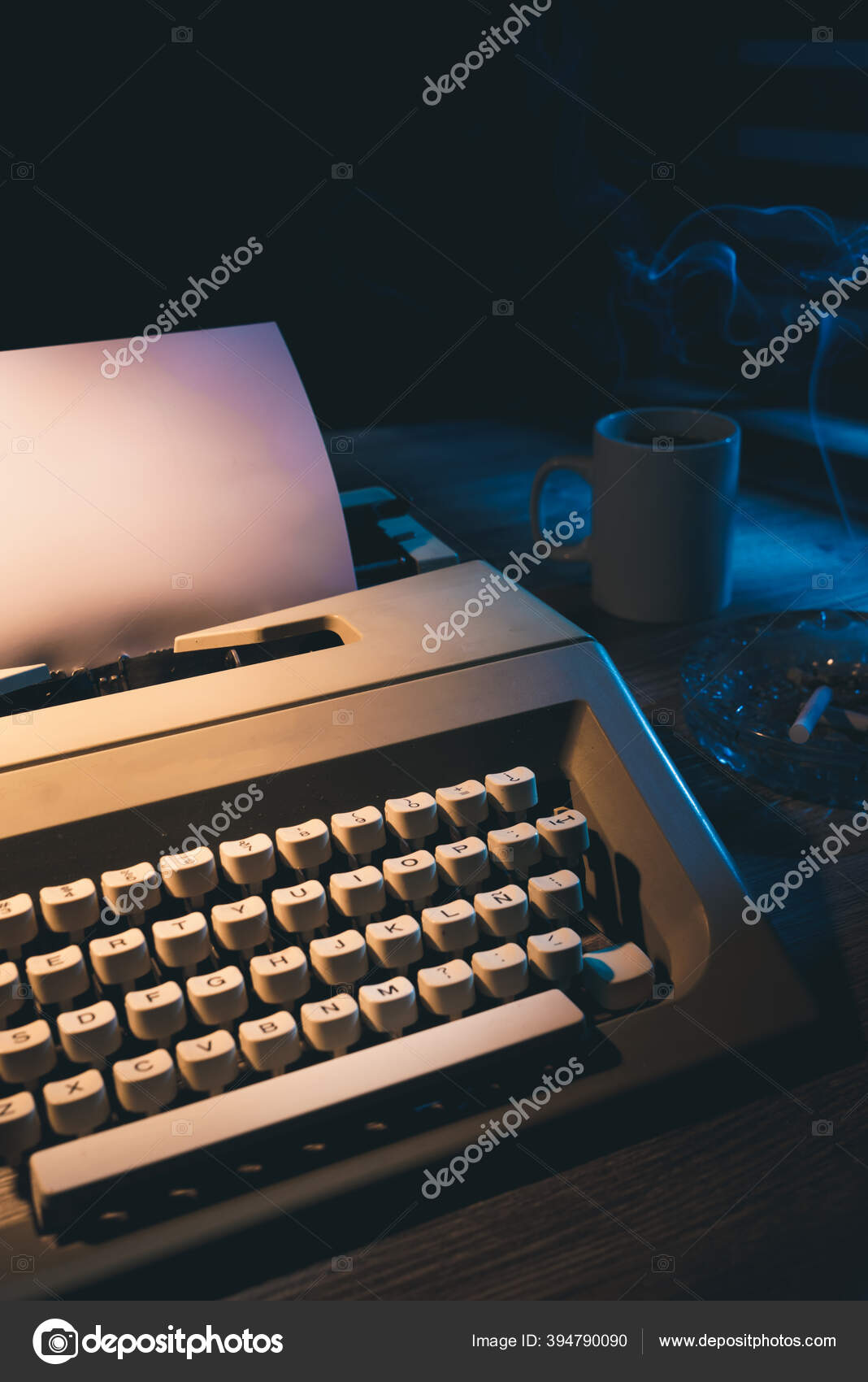 Old Typewriter Desk Night — Stock Photo © fergregory #394790090