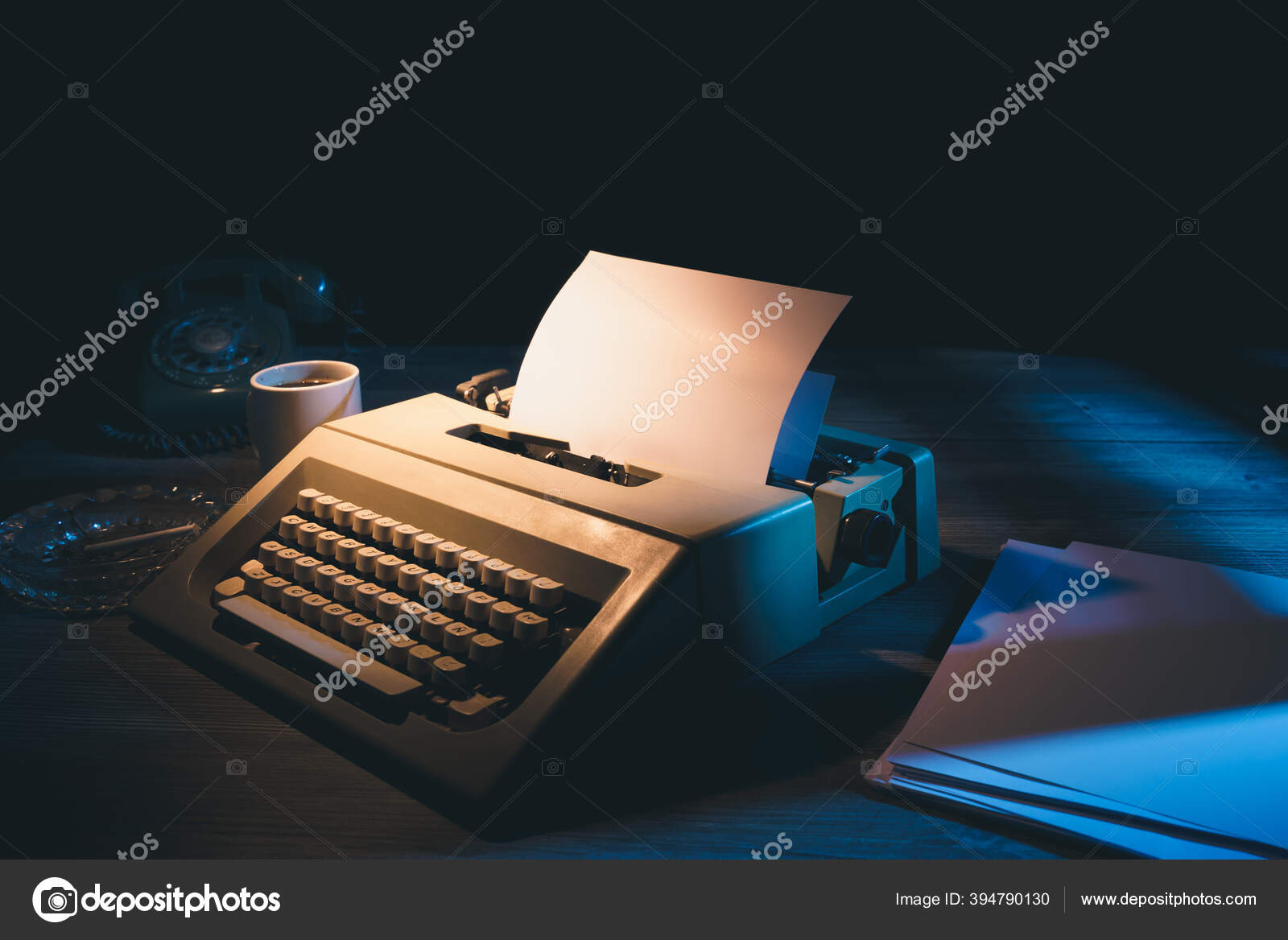 Old Typewriter Desk Night — Stock Photo © fergregory #394790130