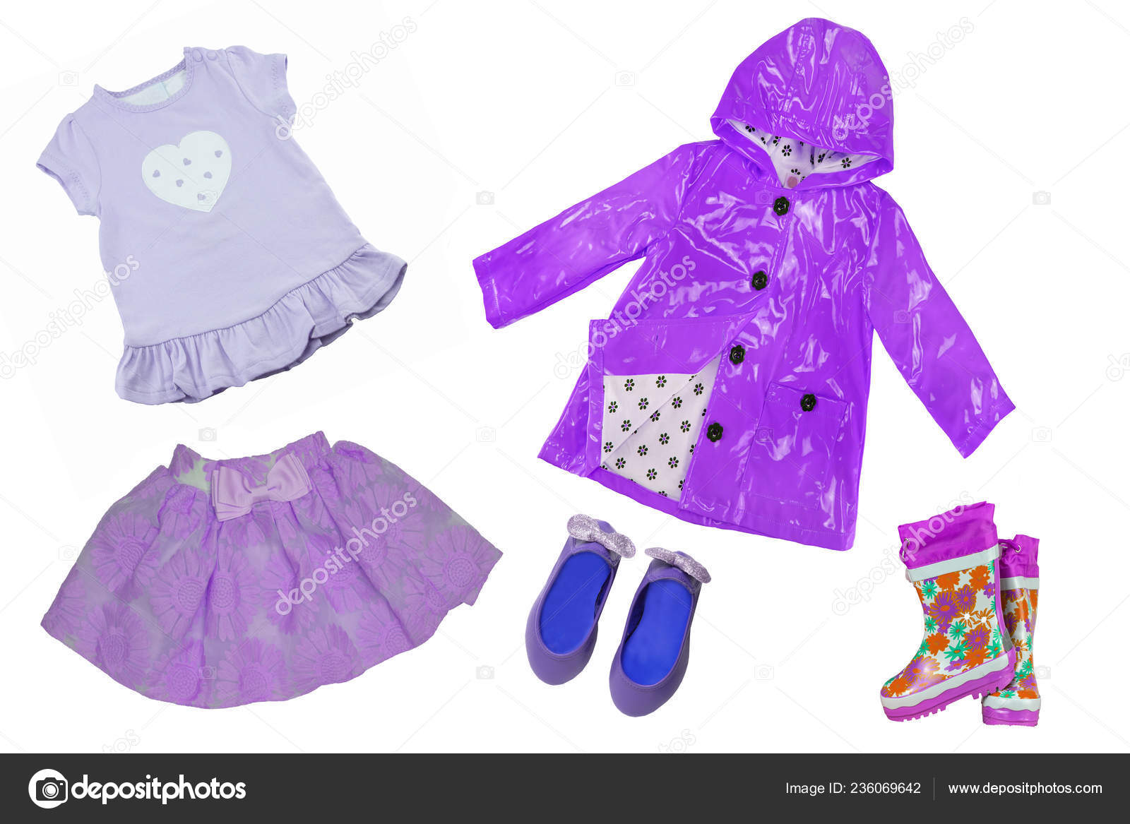 Collage Set Children Clothes Collection Spring Summer Clothes Isolated ...