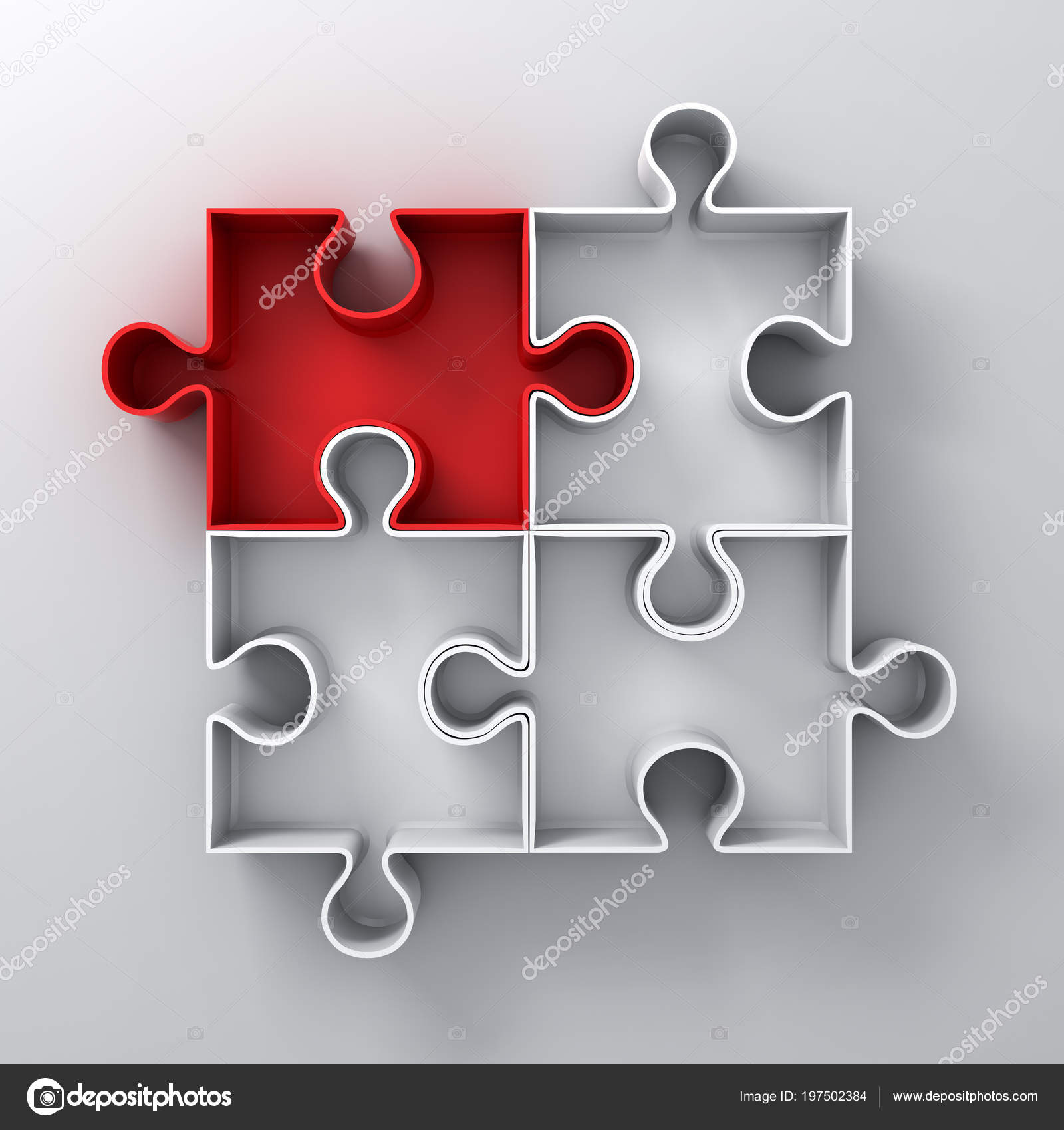 One Red Jigsaw Puzzle Piece Stand Out Crowd Different Concept Stock ...