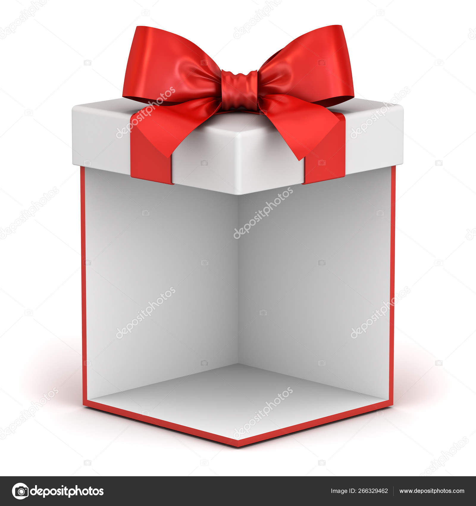 Blank Gift Box Present Box Showcase Red Ribbon Bow Isolated — Stock ...