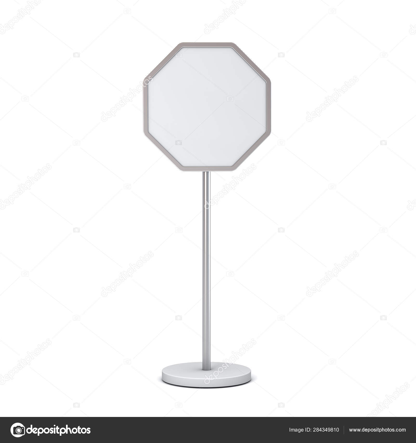 Blank Octagon Sign Pole Stand Blank Mock Information Signage Board ...
