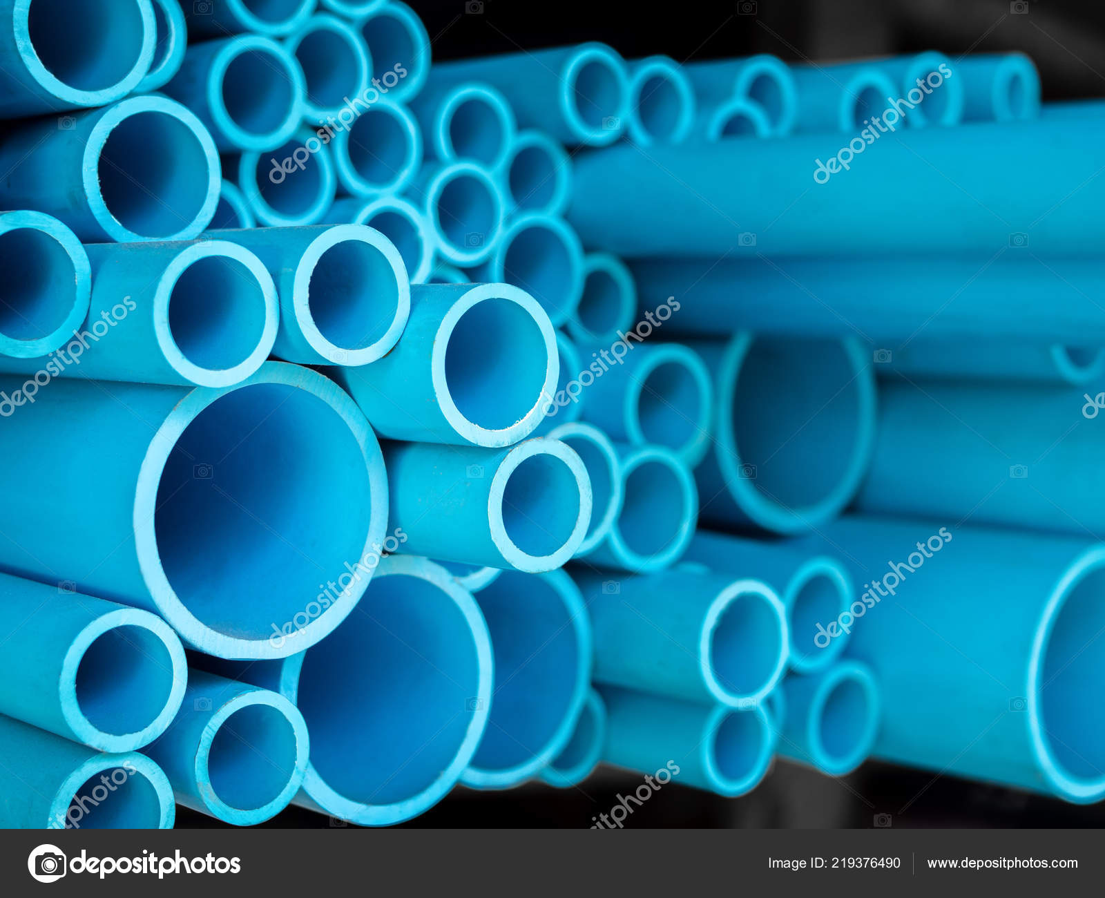 Tubes Pvc Pipes Stacked Warehouse Blue Pvc Pipes Background Stock Photo ...