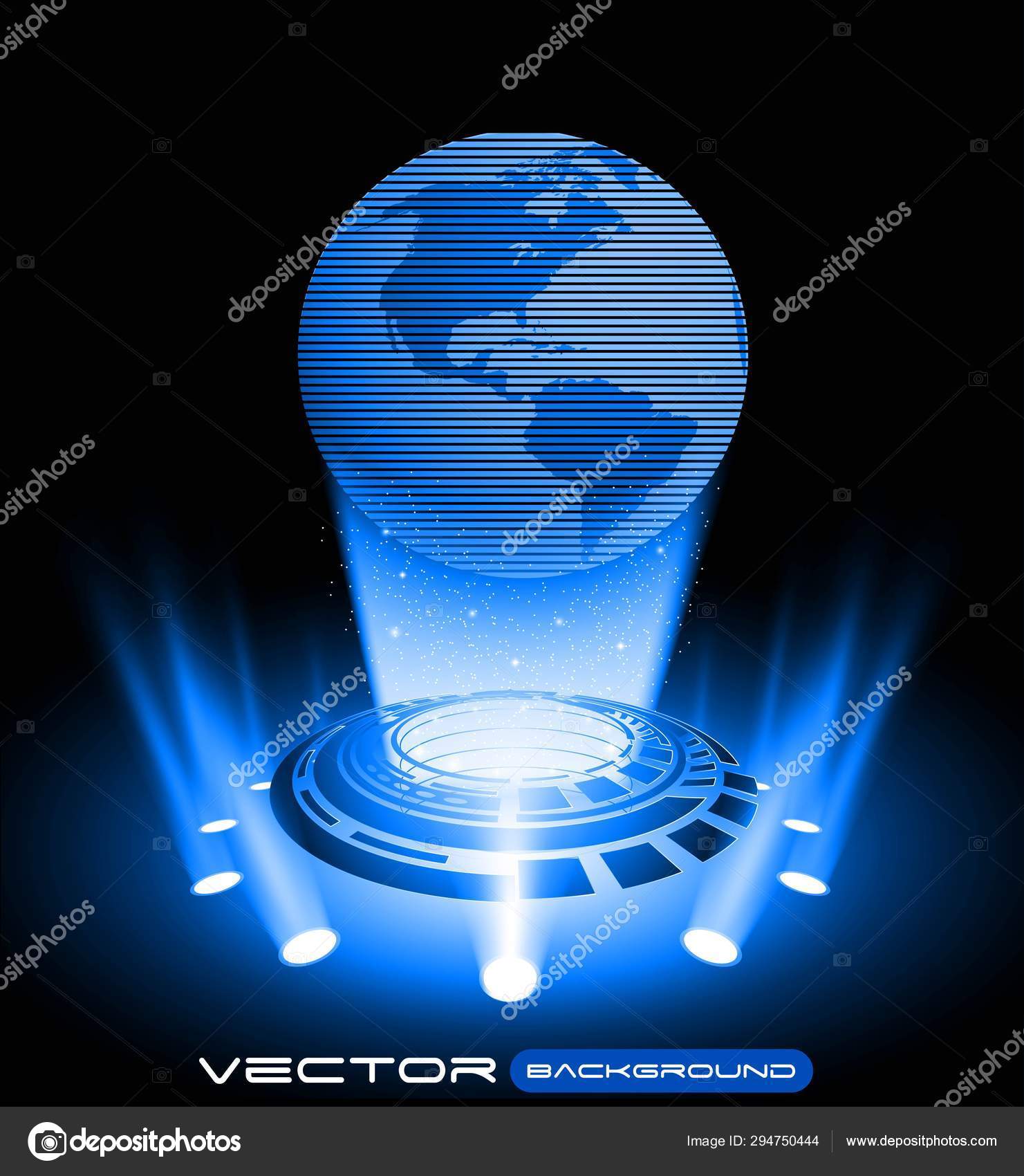 Hologram earth. Blue High-tech background. Holographic planet. Stock ...