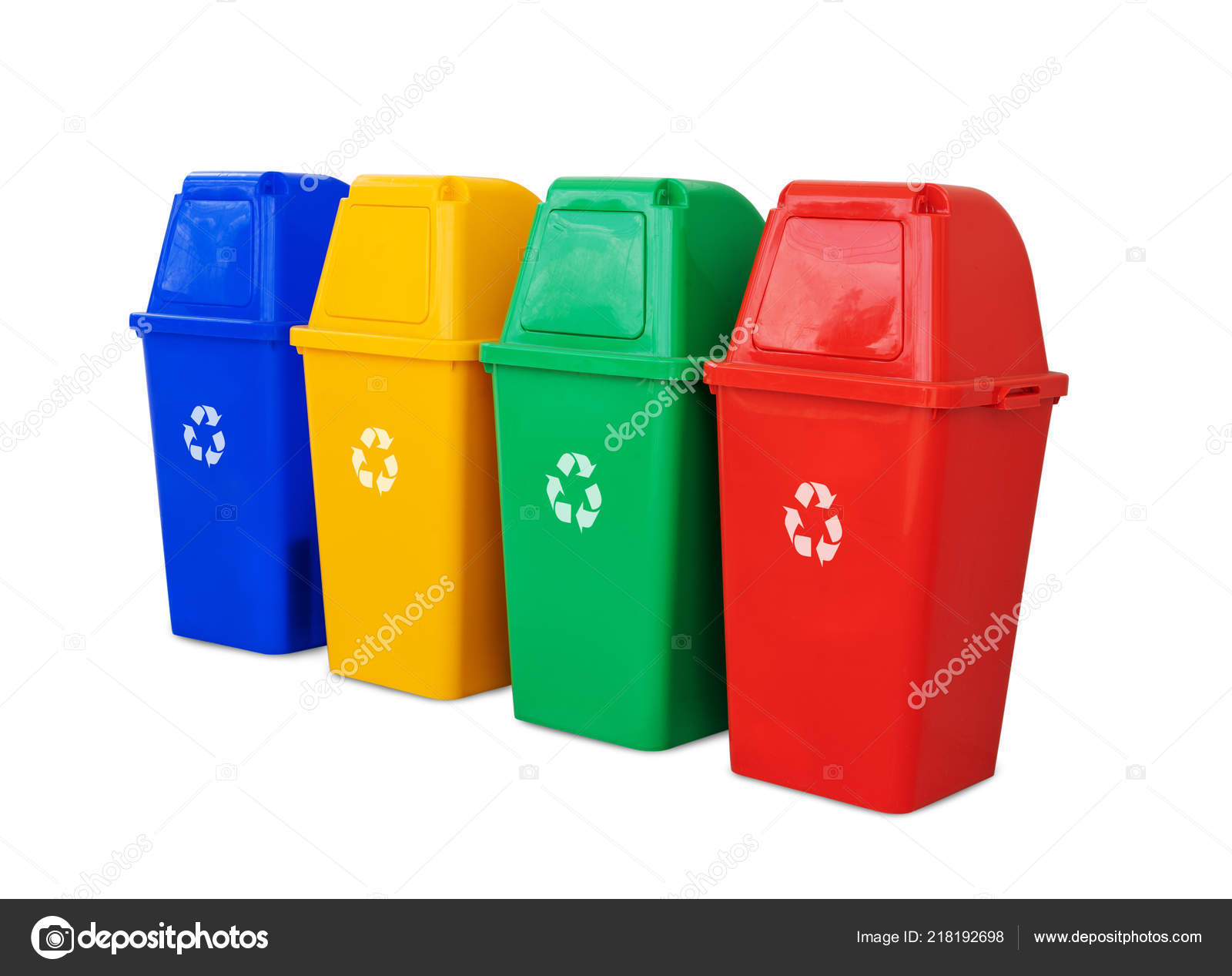 Four Colorful Recycle Bins Isolated White Background Clipping Path ...