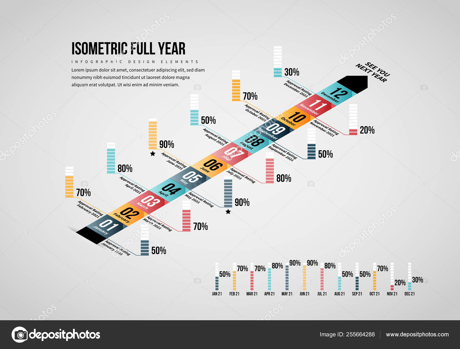 Isometric Full Year Infographic Stock Vector by ©herminutomo 255664288