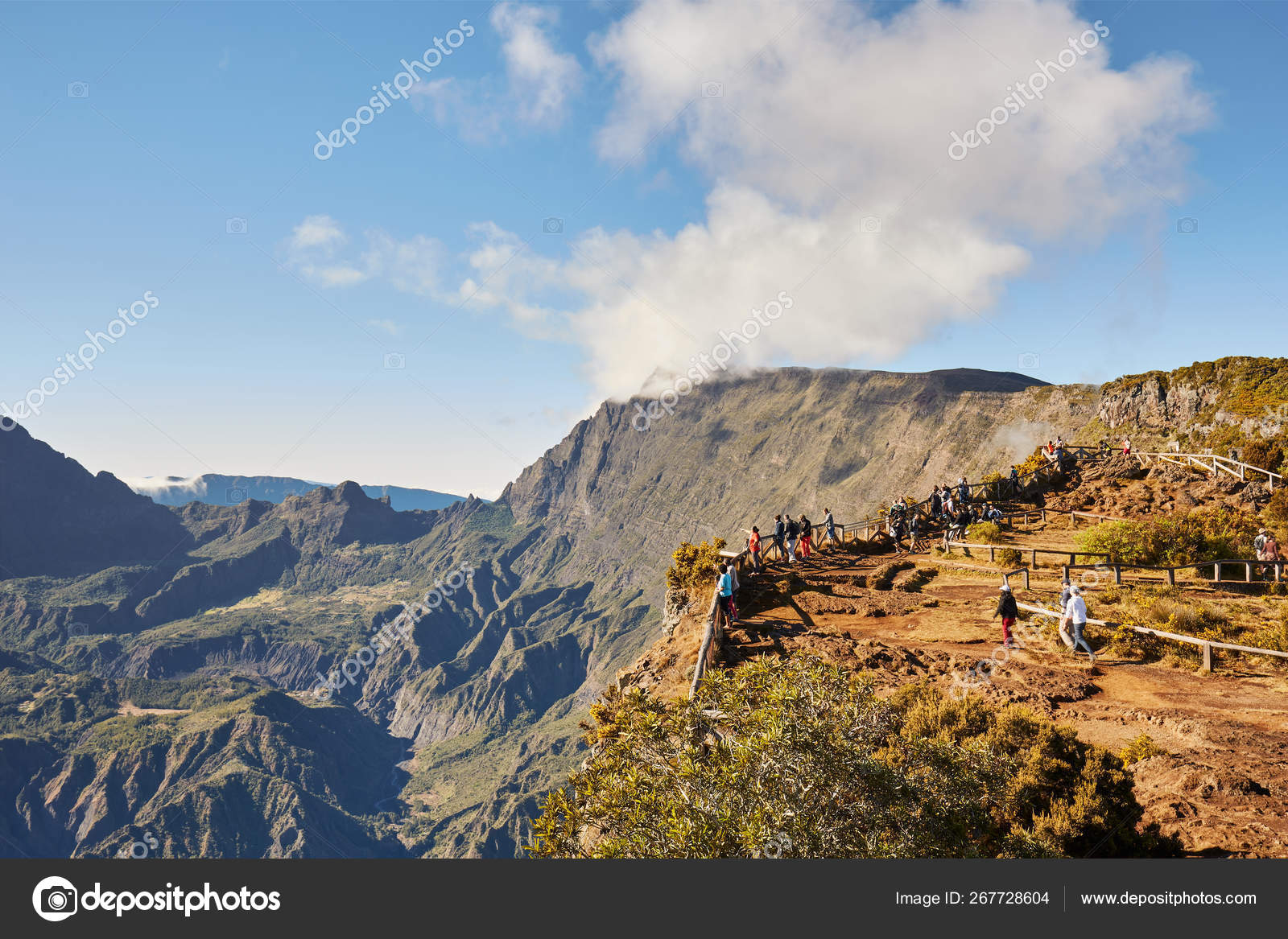 Piton Maido, La Reunion Island, France - August 15, 2017: Tourists on ...